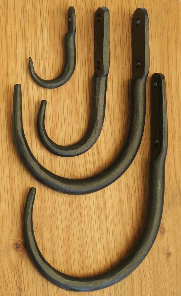 Large Black Wrought Iron Butcher's Meat Hooks - Rustic Kitchen Game ...