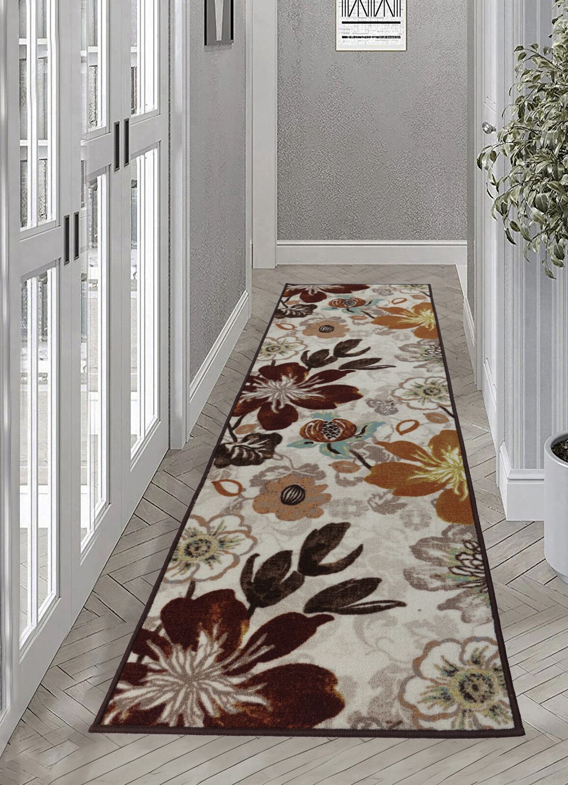 RUG RUNNER Custom Size Floral Multicolor Design Non Skid 26" Width | eBay