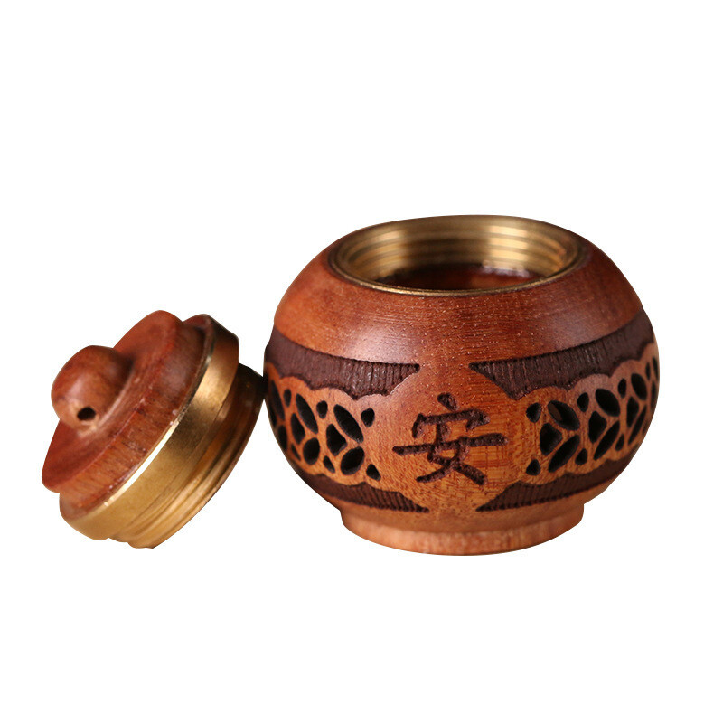 1Pcs Mini Pill Case Sandal Wood Sachet Medicine Pill Storage Hollow Box ...