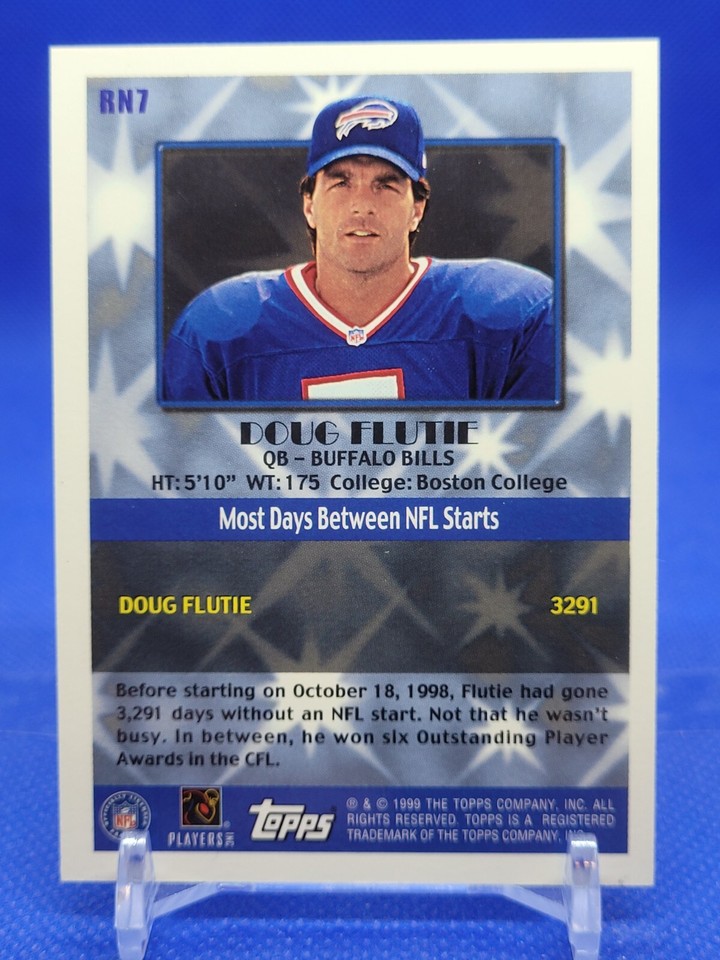 1999 Topps Record Numbers #RN7 Doug Flutie Buffalo Bills Football Card ...