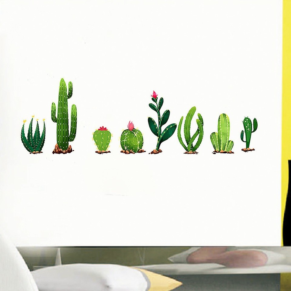 Beautiful Cactus Wall Sticker Creative Wall Paste Decal Removable ...