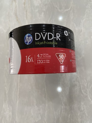 New HP DVD-R Inkjet Printable 16X/ 50 PK/ White Matte/ 120 Min Video | eBay