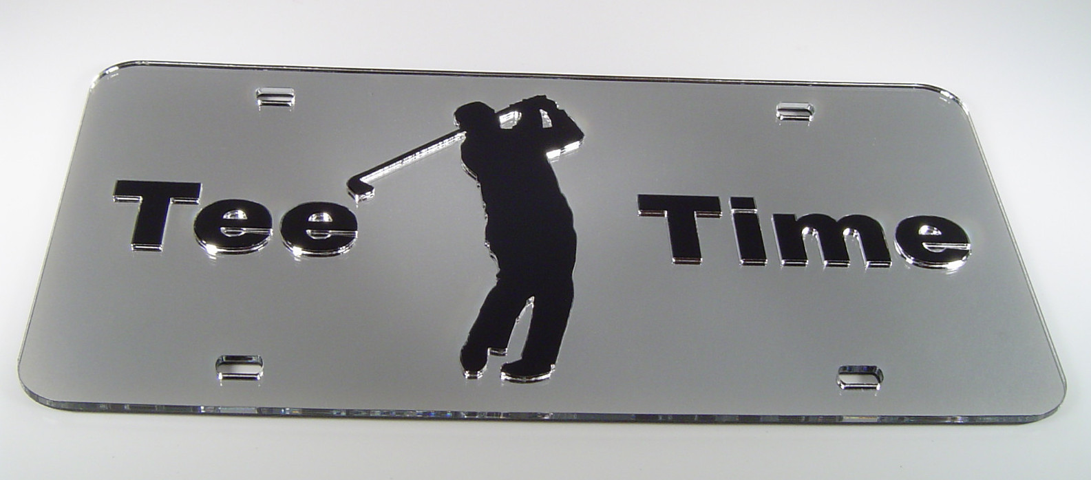 TEE TIME GOLFING MIRRORED CHROME LASER CUT INLAID LICENSE PLATE GOLF ...