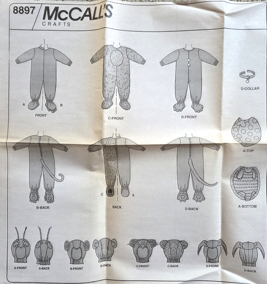 McCalls Sewing Pattern 8897 Costumes Toddler Ladybug Dog Koala Size 3 ...