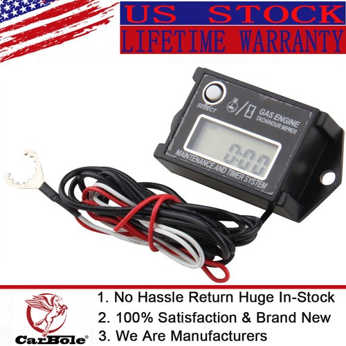 Digital Tach Hour Meter Tachometer Gauge Fit For 2 or 4-stroke gasoline ...