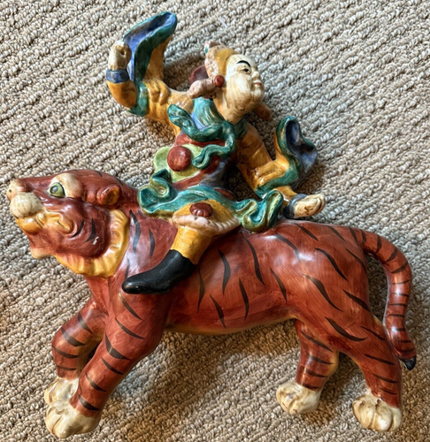 Antique Chinese Roof Tile Warrior Riding Tiger Temple Tile | eBay