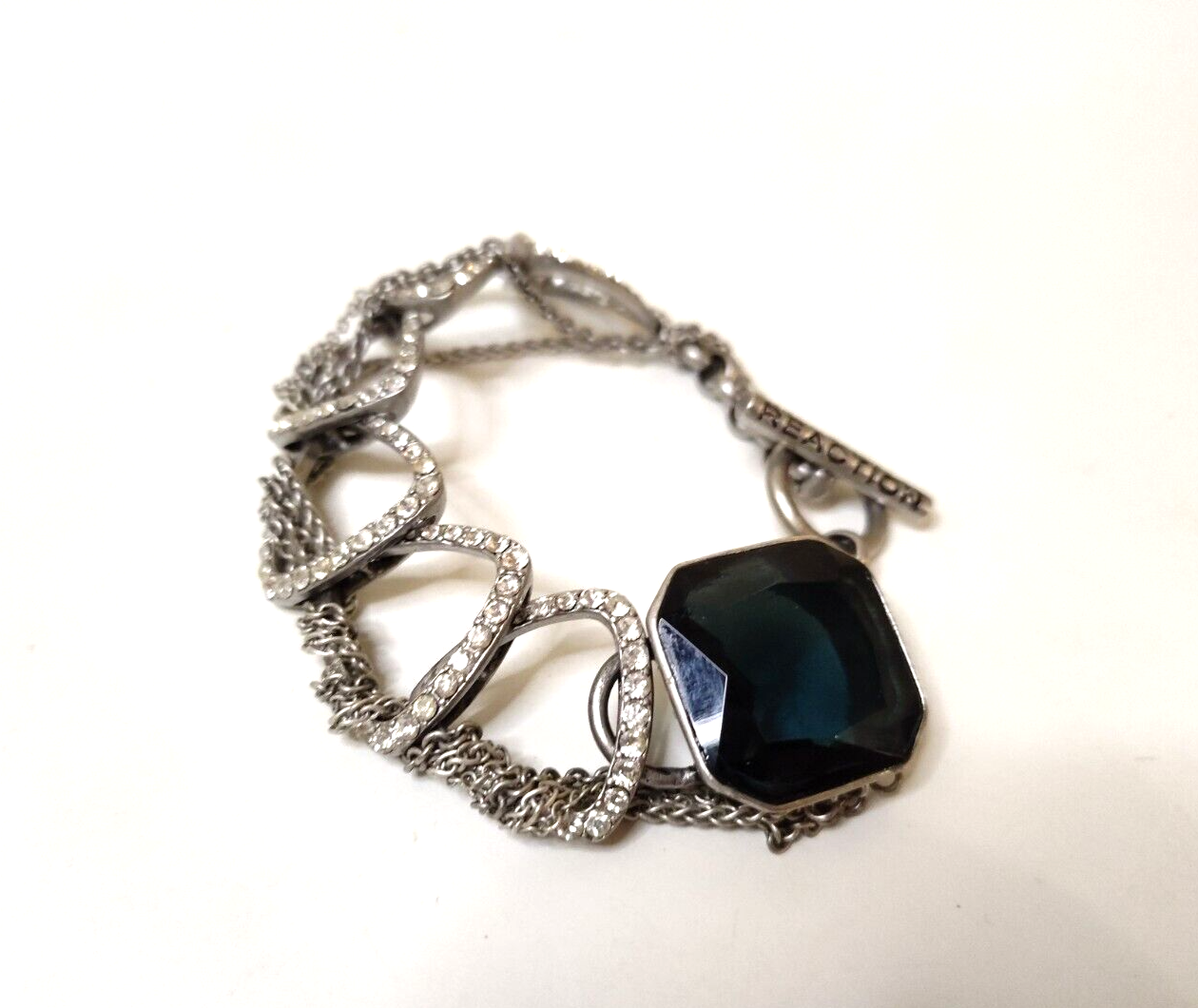 KENNETH COLE BRACELET TEAL CRYSTAL RHINESTONES SILVER TONE CHAIN | eBay