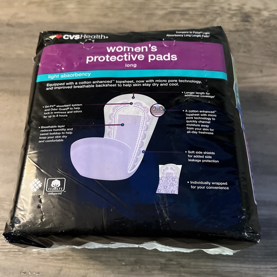 CVS Women's Protective Pads Long Light Absorbency Discreet Bladder ...