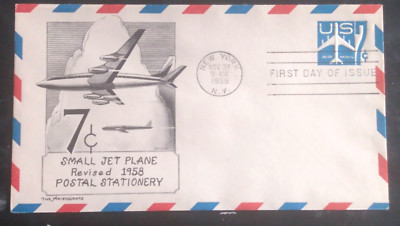 1958 7c BLUE JET IMPRINT AIRMAIL ENVELOPE ARISTOCRATS CACHET FDC UNADDR ...