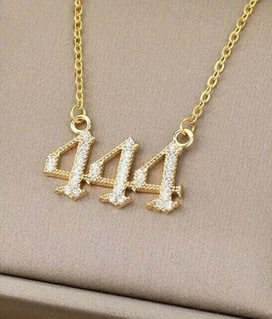 "444" Number Pendant 14K Yellow Gold Plated 18 2Ct Round Cut Lab ...