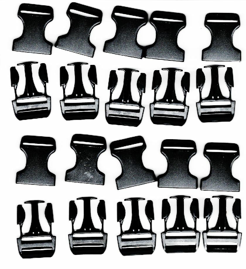 10 Pcs Side quick Release 1" Buckle by National Molding "Stealth" Black ...