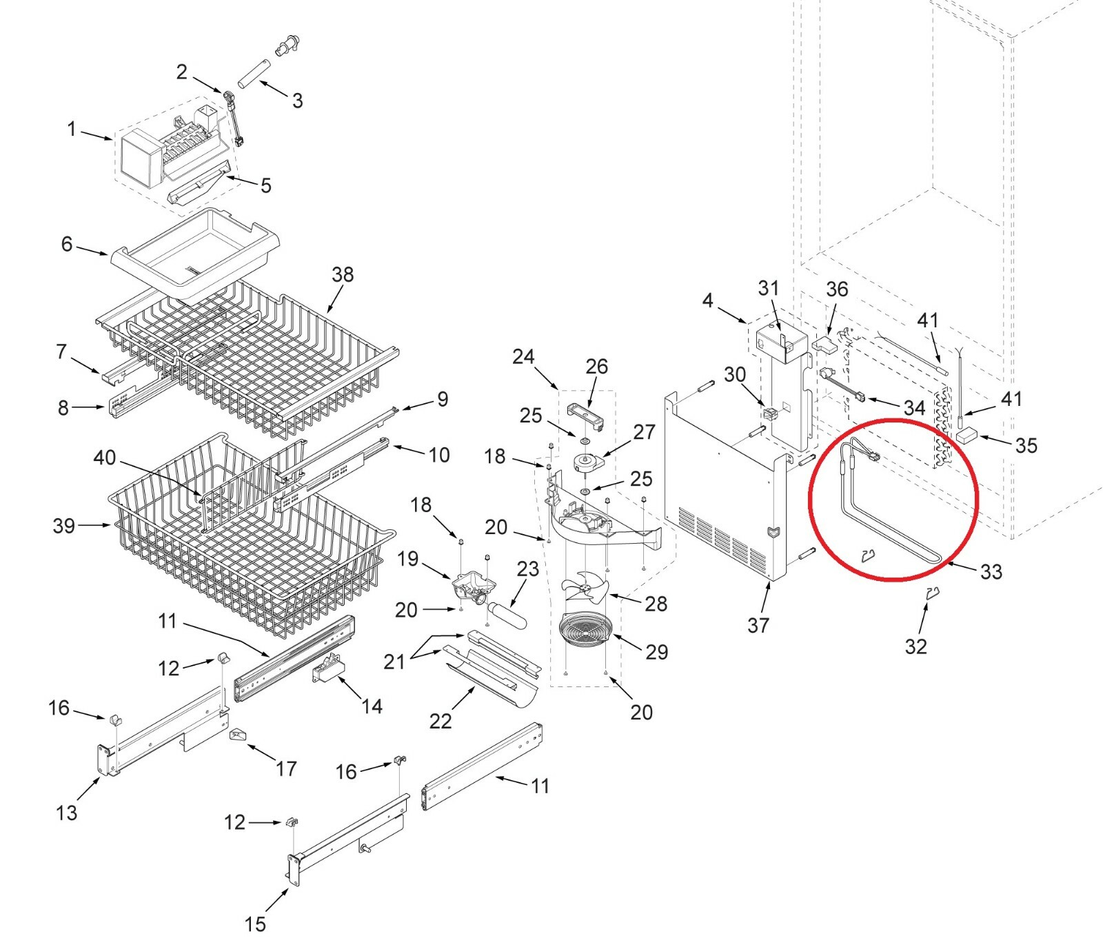 Genuine SUB-ZERO BI-30U REFRIGERATOR Defrost Heater # 7009385 for sale ...