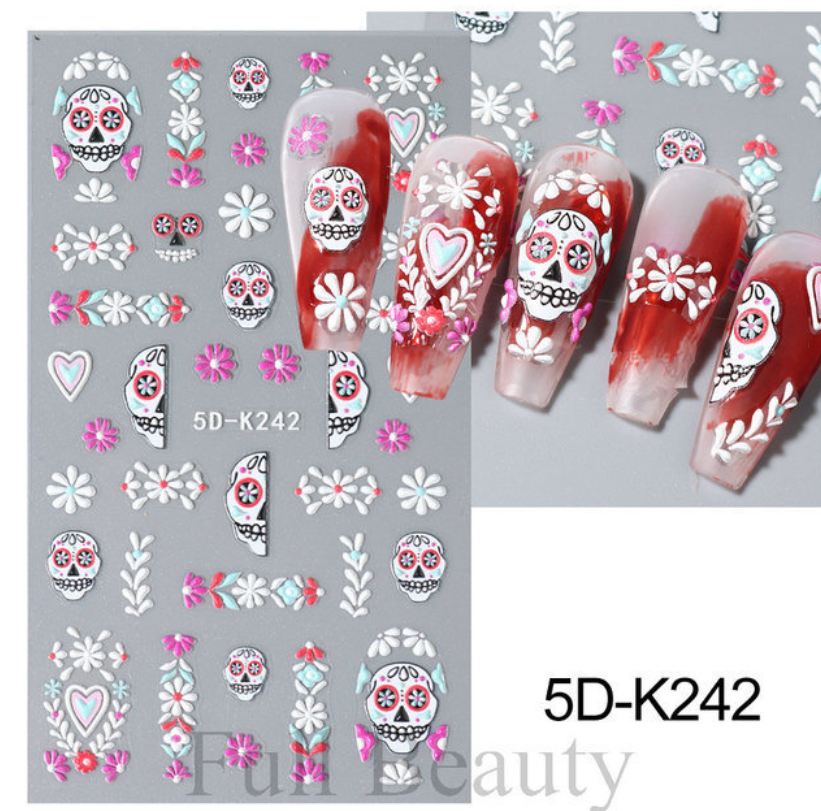 5D Halloween Spider Web Centipede Scorpion Nail Art Decals Tattoo ...