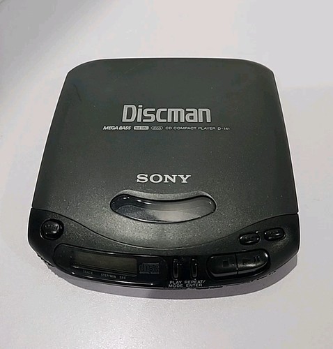Vintage Sony Discman D-141 Black Mega Bass Auxiliary Portable Compact ...