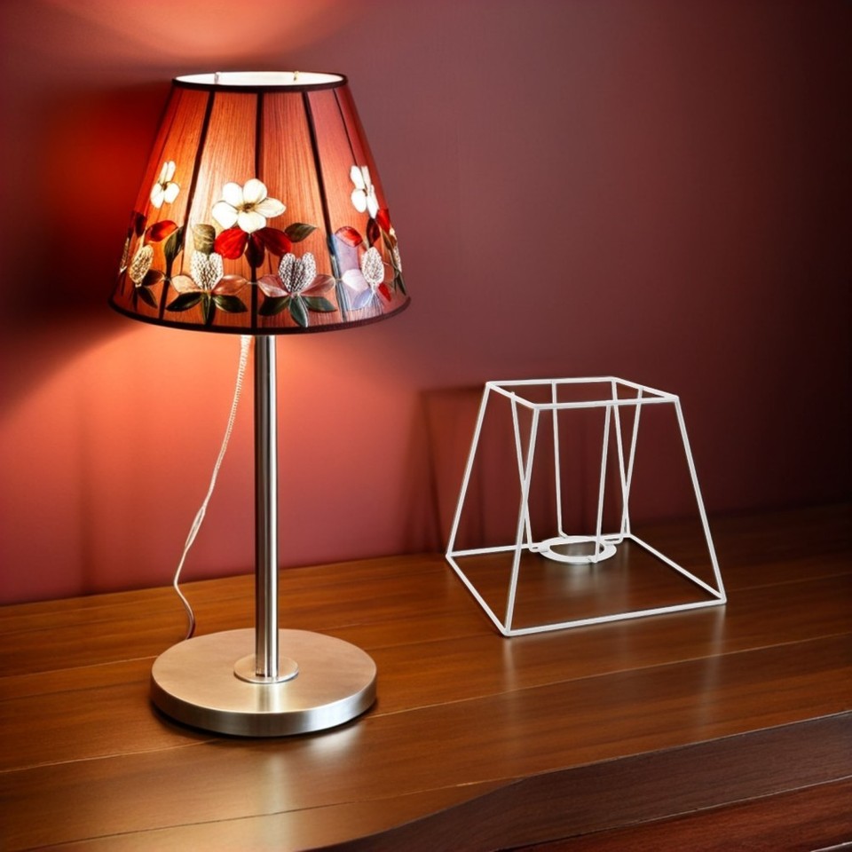 Trapezoid Diy Iron Wire Lamp Shade Frame Metal Cage Lampshade Holder ...