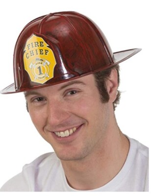Fire Chief Hat - Fire Fighter - Red/Black - Plastic - Costume Accessory ...