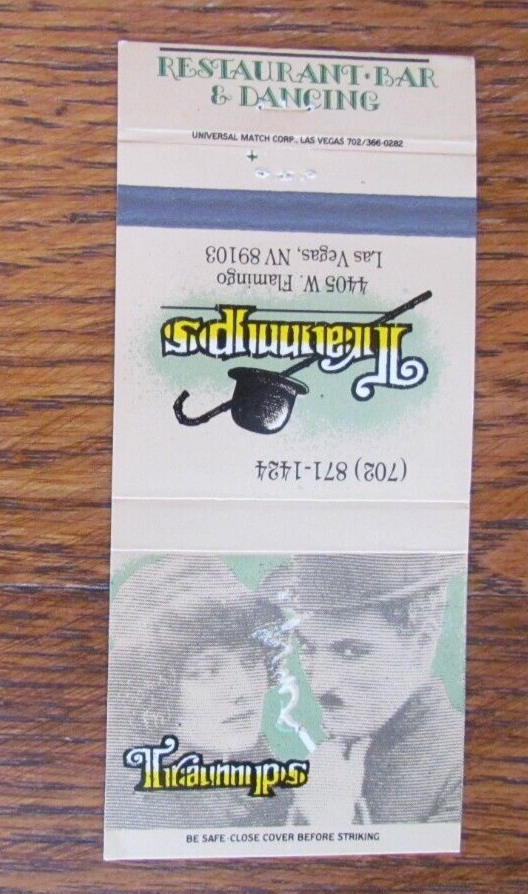 LAS VEGAS, NEVADA MATCHBOOK COVER TRAMPS BAR NITECLUB CHARLIE CHAPLIN ...