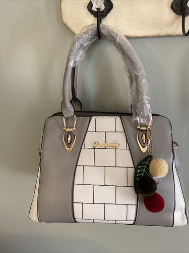 Danbaoly Purse & Key Chain - Handbag - Color: Milky Gray/white- Fashion ...