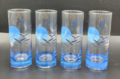 MCM Panache Dema Blue Sunrise Ocean Sea Gull Birds High Ball Glass ...