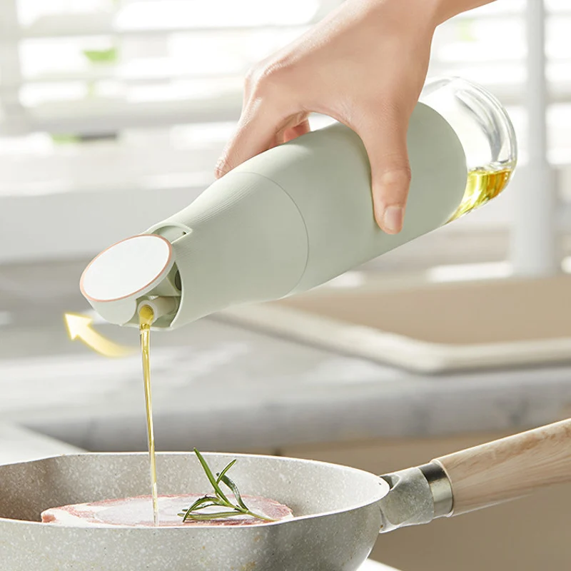 Glass Oil Bottle Automatic Opening And Closing Condiment Container ...