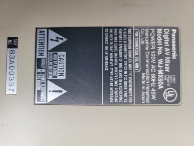 Vintage Panasonic Wj-mx50 Professional Digital AV Audio Video Mixer ...