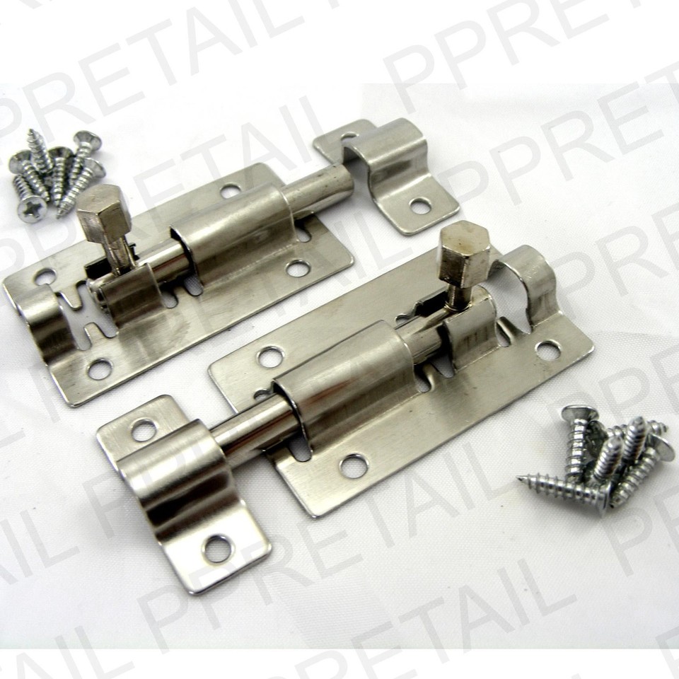 Stainless Steel SLIDE BOLTS +SCREWS Catch Lock Latch Door CHOOSE: 2" 3 ...