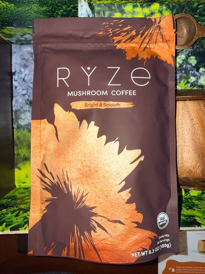 NEW Ryze Items. Regular Roast Mushroom Coffee, acacia jar, scoop, spoon ...