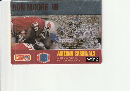 1994 Action Packed Warp Speed Arizona Cardinals Football Card #WS12 ...