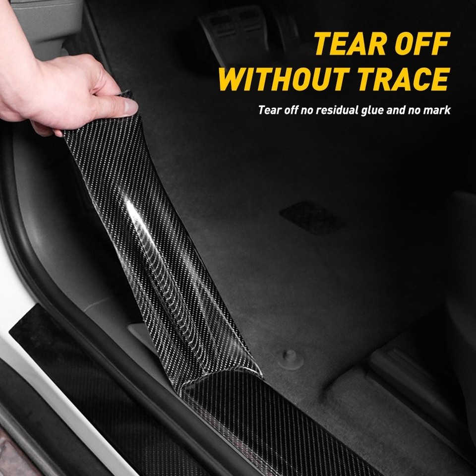 Carbon Accessories Fiber Car Vinyl Door Sill Scuff Cover Plate Sticker ...