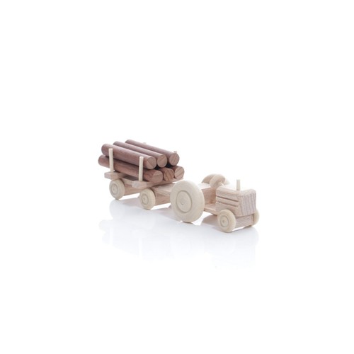 Wooden Toy Tractor With round Timber Nature Hxwxd 3, 5x7, 5x3cm New Car ...