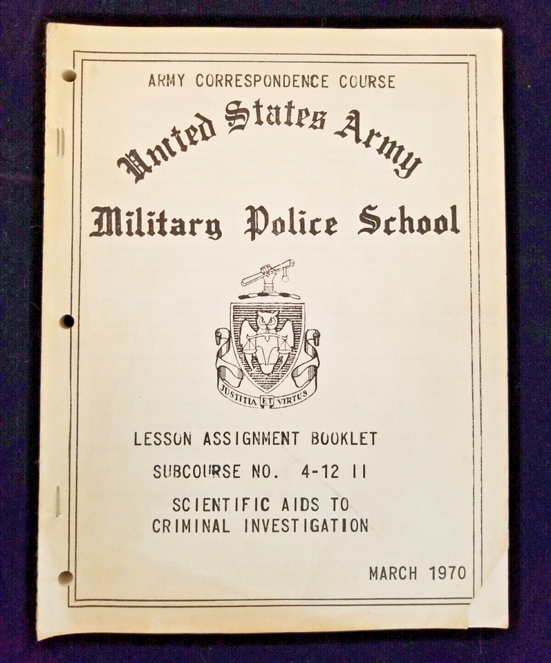 Army Correspondence Course United States Army Military Police School ...