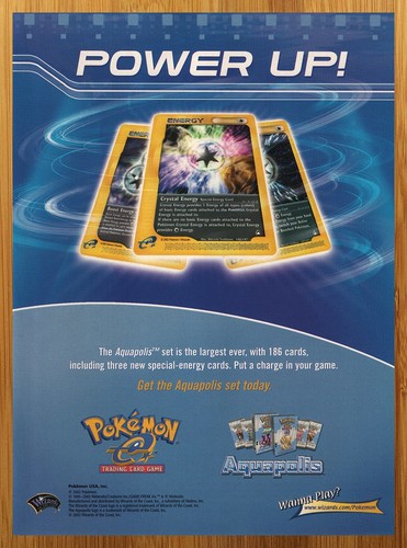 2003 Pokemon TCG Aquapolis Print Ad/Poster Official CCG Card Game Promo ...