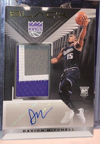 DAVION MITCHELL RPA 5/5 2021-22 PANINI Black ROOKIE PATCH AUTO #RJM-DM ...