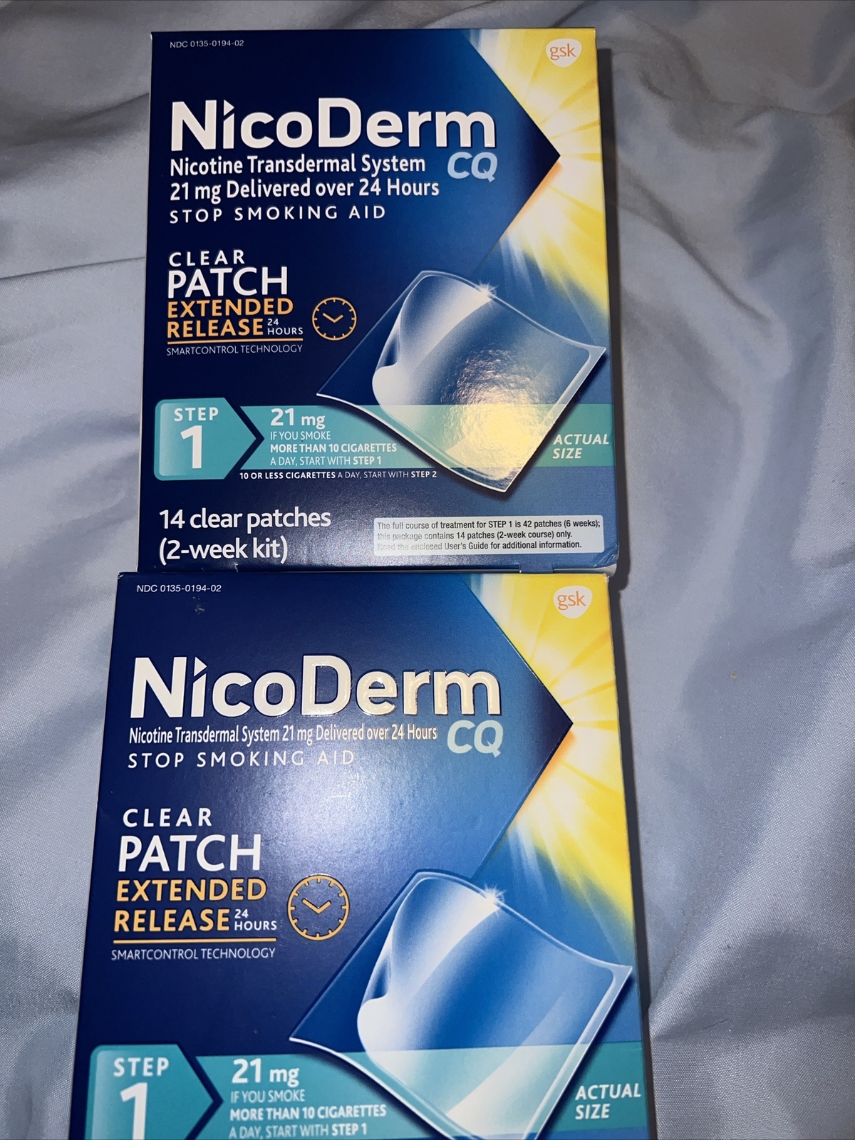NicoDerm CQ Step 1 Clear Nicotine Patches - 14 Ct Lot Of 2 For 28 ...