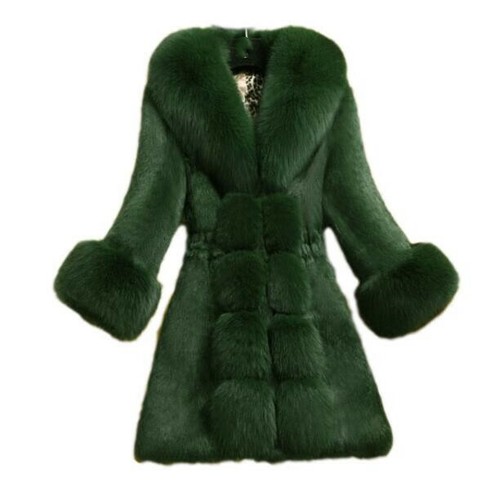 S-4XL Womens Faux Rabbit Fur Coat Oversized Fluffy Big Fur Collar Parka ...