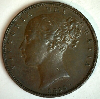 1850/40 Great Britain Copper Farthing Coin Extra Fine Circulated ...