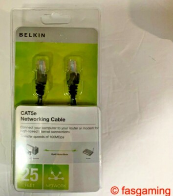 Belkin RJ-45 FastCAT 5e Patch Cable, Snagless Molded, 25', Black NIP 722868711392| eBay