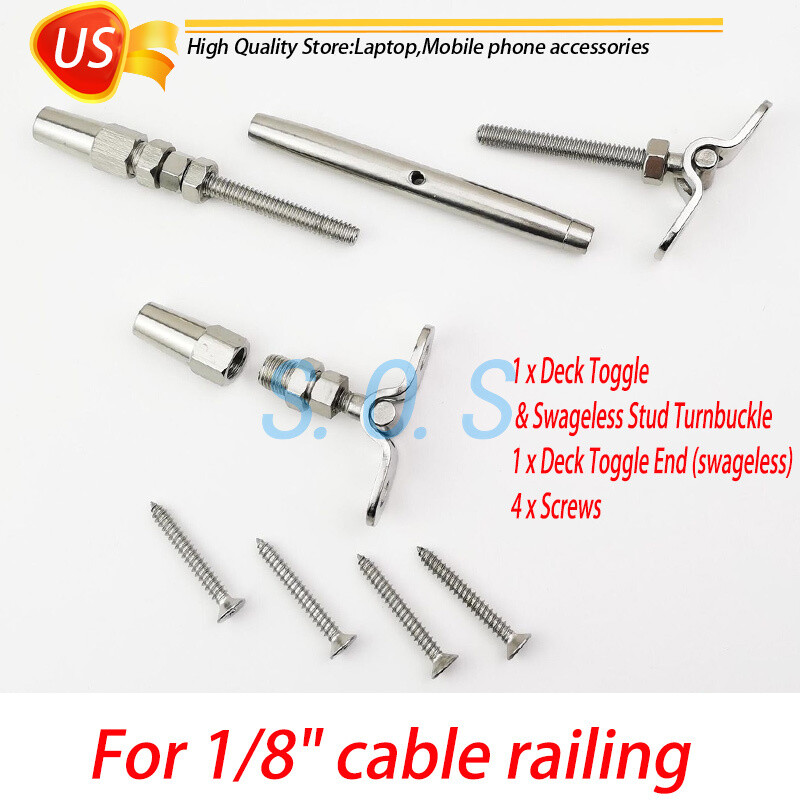 1*Swageless Tensioner Deck Toggle Set For 1/8" Cable Railing ...