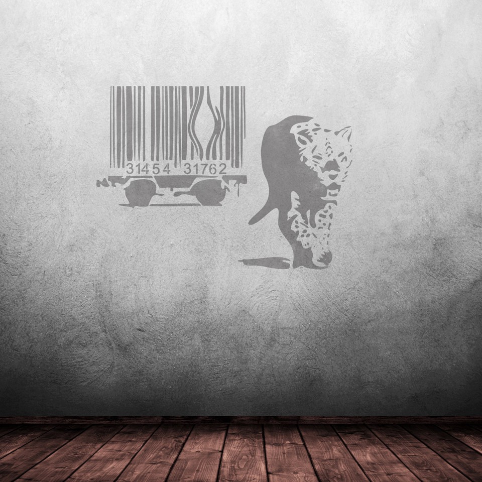 Banksy Barcode Leopard Stencil - Reusable Mylar Graffiti Art Stencil ...