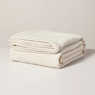 King Textured Grid Quilt Beige - Hearth & Hand with Magnolia | eBay
