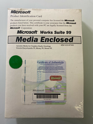 NEW Microsoft Works Suite 99 With Product Key, READ DESCRIPTION | eBay