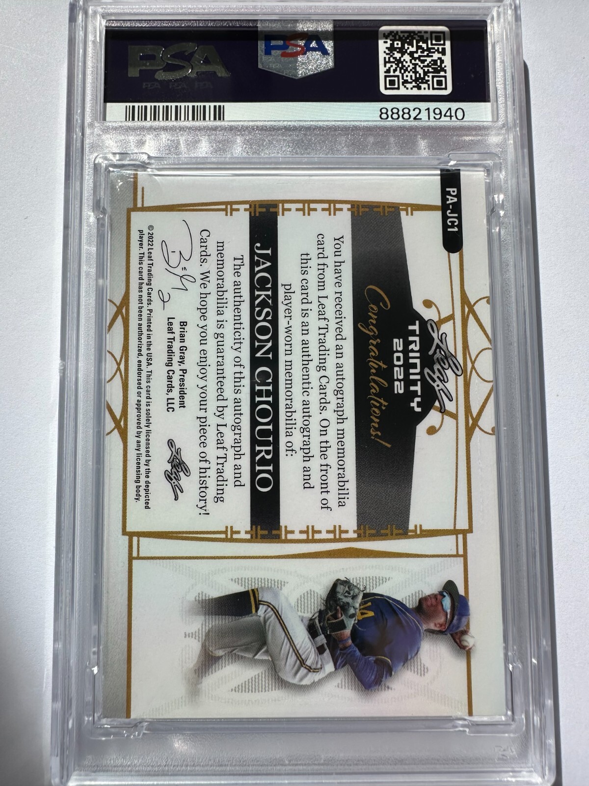 Jackson Chourio RC Patch Auto 2022 Trinity Silver Foil #/99 Patch Auto ...