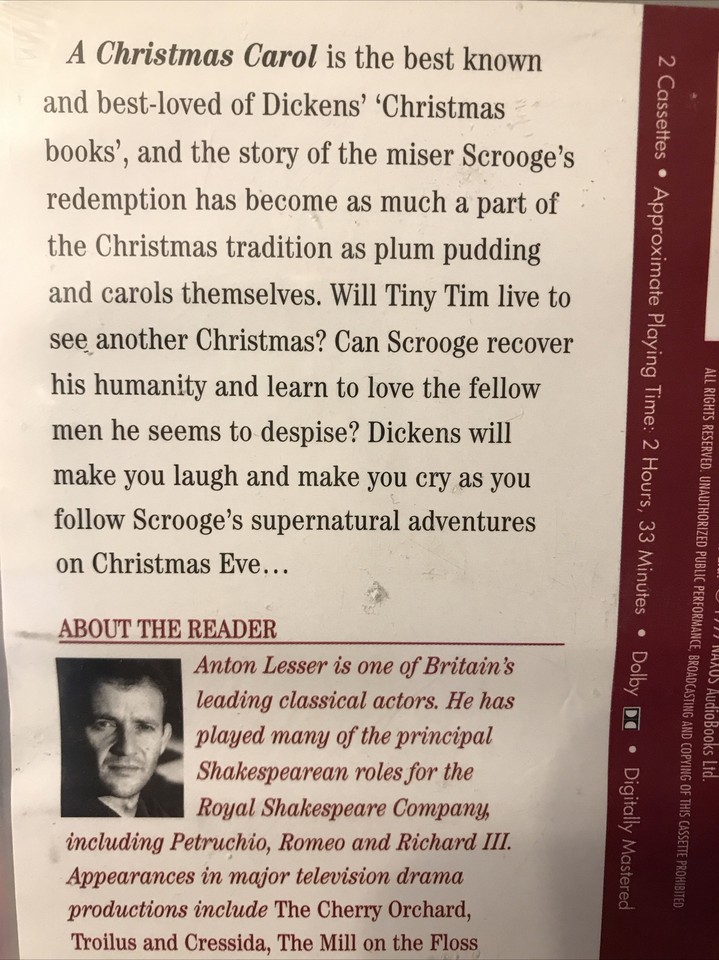 A Christmas Carol Classic Charles Dickens Anton Lesser Cassette Music ...