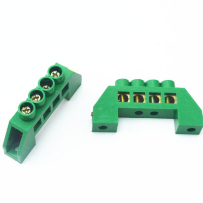2Pcs 4 Hole Green Screw Brass terminal block Earth And Neutral block ...