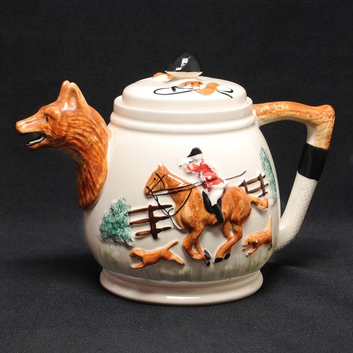 Ceramic Fox Hunting Scene Teapot Vintage Portland England Glazed ...