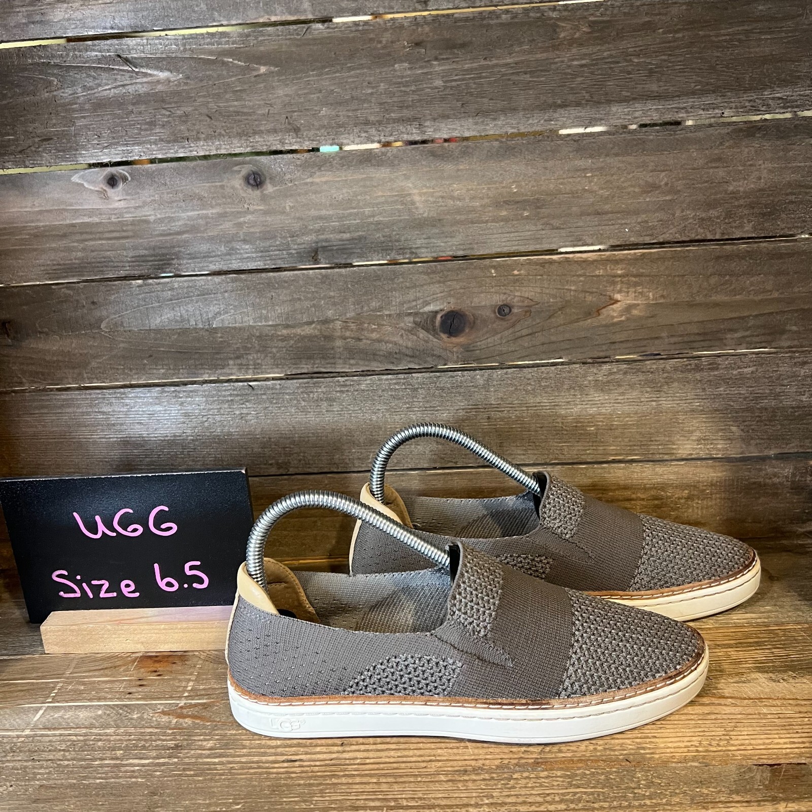 Womens UGG Sammy Gray Knit Slip On Comfort Sneakers S… - Gem