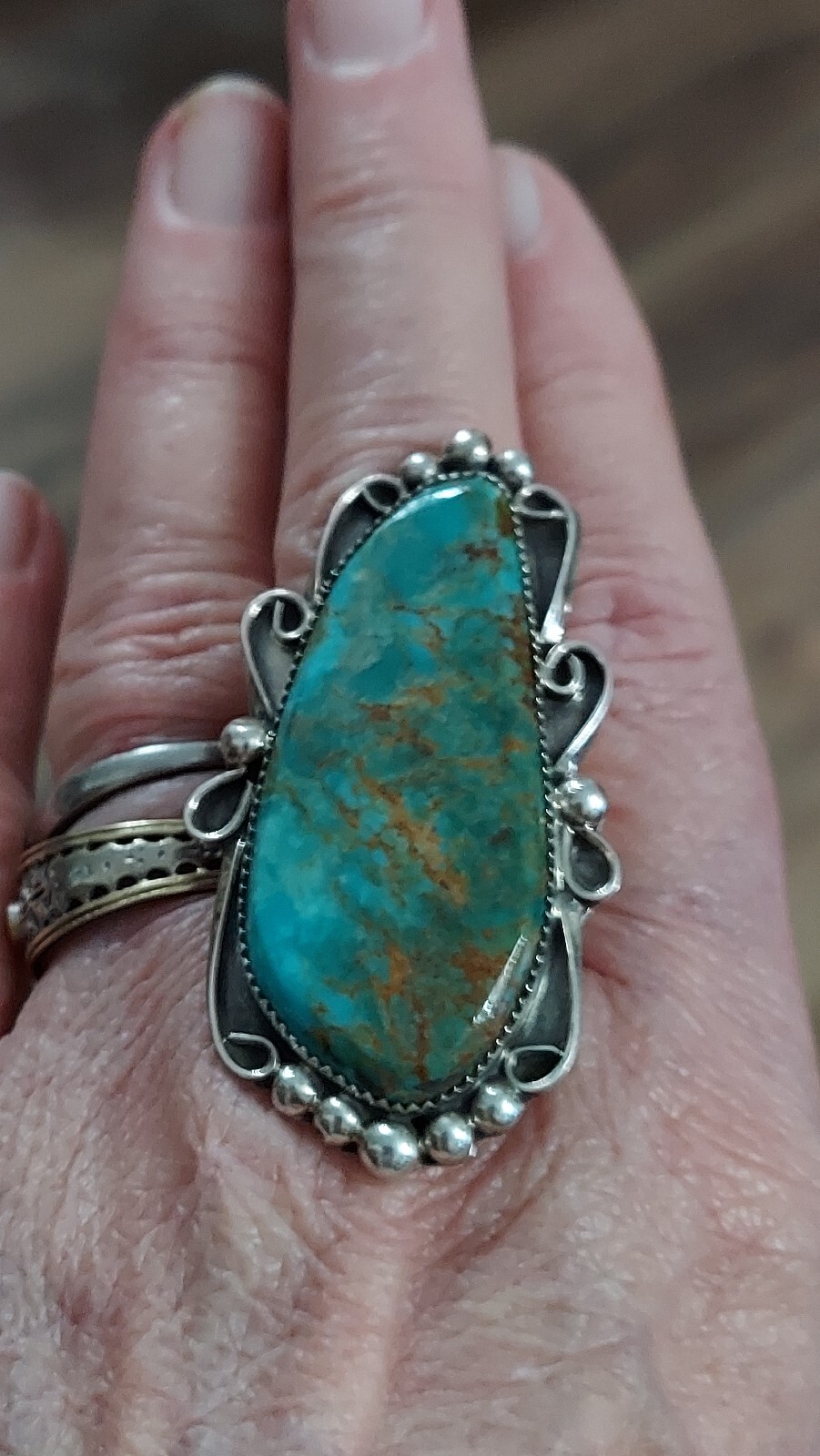 Beautiful Royston Stone Ring by Gene Gibson size 9.5 Fabulous Condition ...