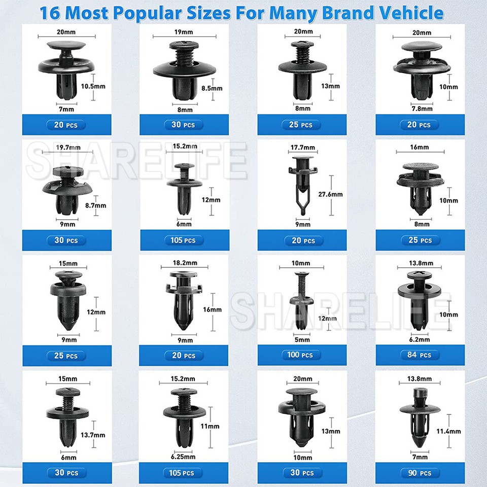 810x Car Trim Body Clips Kit Rivets Retainer Auto Panel Bumper Plastic ...