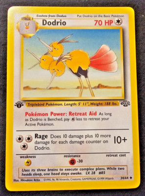 1999 Dodrio 1st Edition 34/64 Pokemon Jungle Set Card | eBay