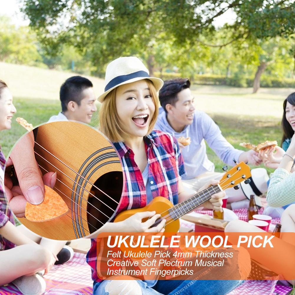 Ukulele Plectrum Soft Fingerpicks 4mm Thickness Solid Color Felt Guitar ...